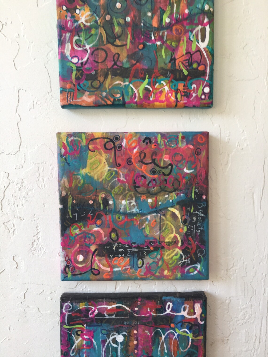 Graffiti Mixed Media 3 Canvas Set, Colorful Painting Set, Paper, Paint ...