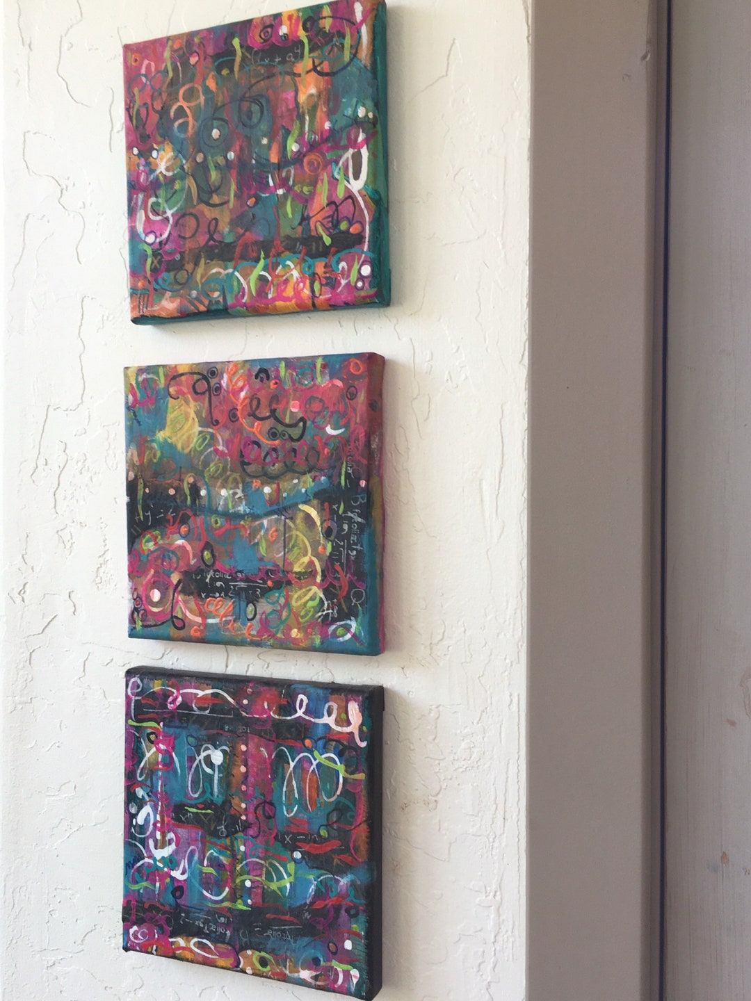 Graffiti Mixed Media 3 Canvas Set, Colorful Painting Set, Paper, Paint ...