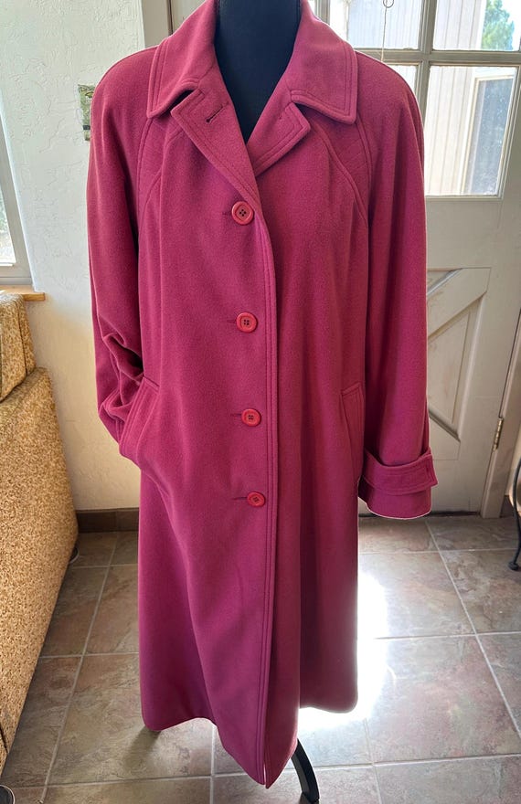 Classic 1940s long coat, rose ruby red, vintage coat,… - Gem