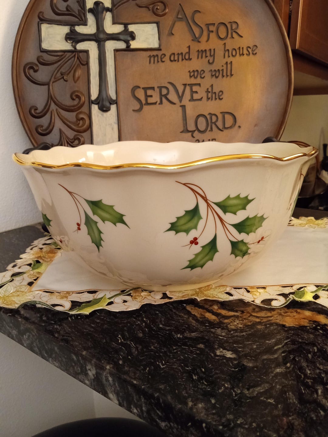 Vintage Holiday Dimensions Christmas Punch Bowl and Ladle by Lenox - Etsy