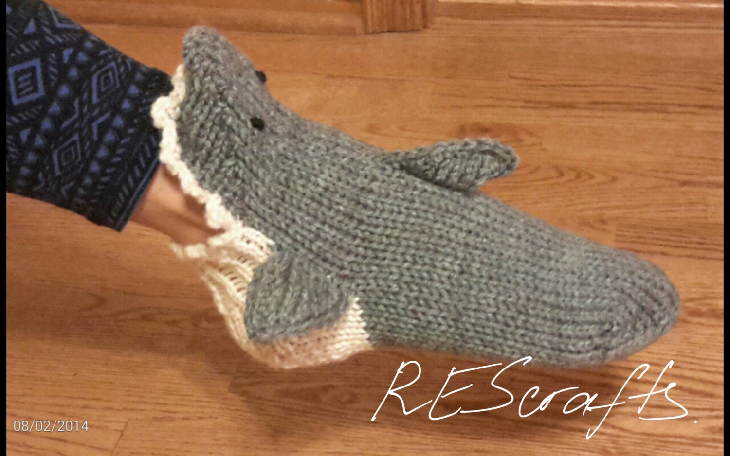 Hand-knitted Gray Shark Socks Adult sizes 5-13 | Etsy