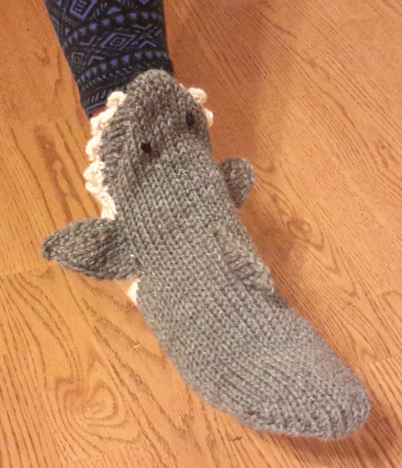 Hand-knitted Gray Shark Socks Adult sizes 5-13 | Etsy