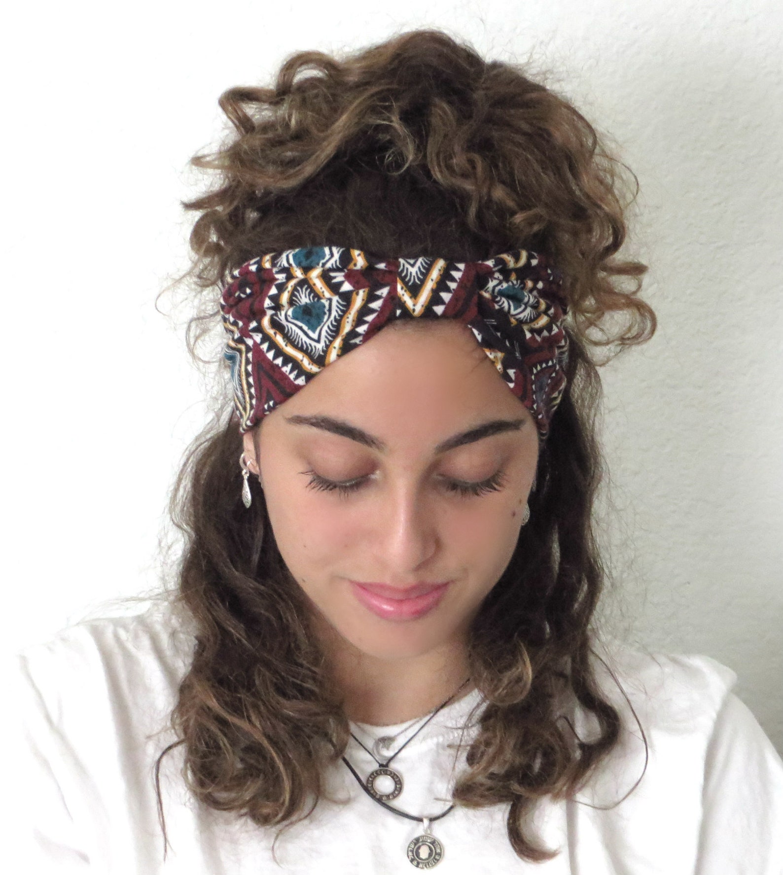 Aztec Headband, Knot Wide Headband, Wide Boho Headband, Yoga Headband ...