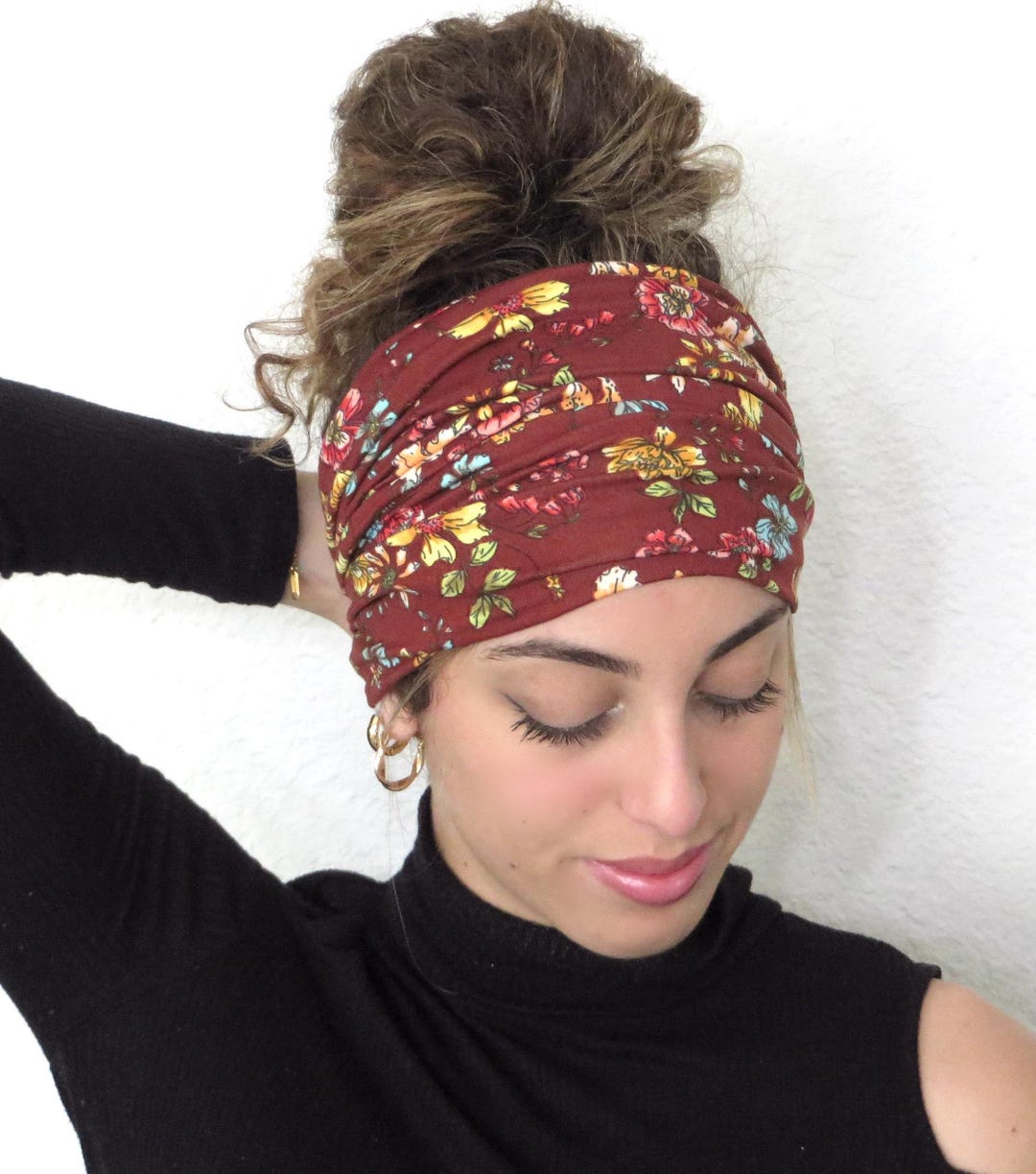 Boho Scrunchy Headband, Hippie Wide Headband, Yoga Headband, Bandana ...