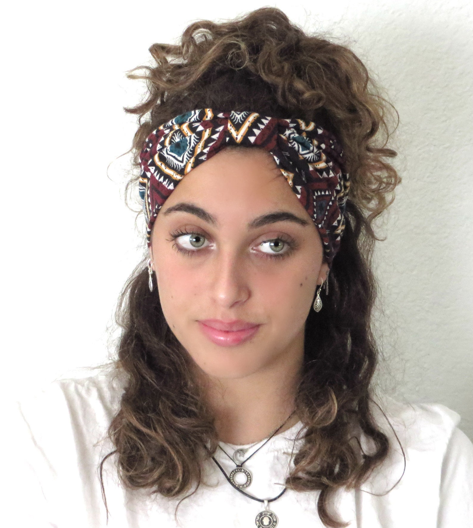 Aztec Headband, Knot Wide Headband, Wide Boho Headband, Yoga Headband ...