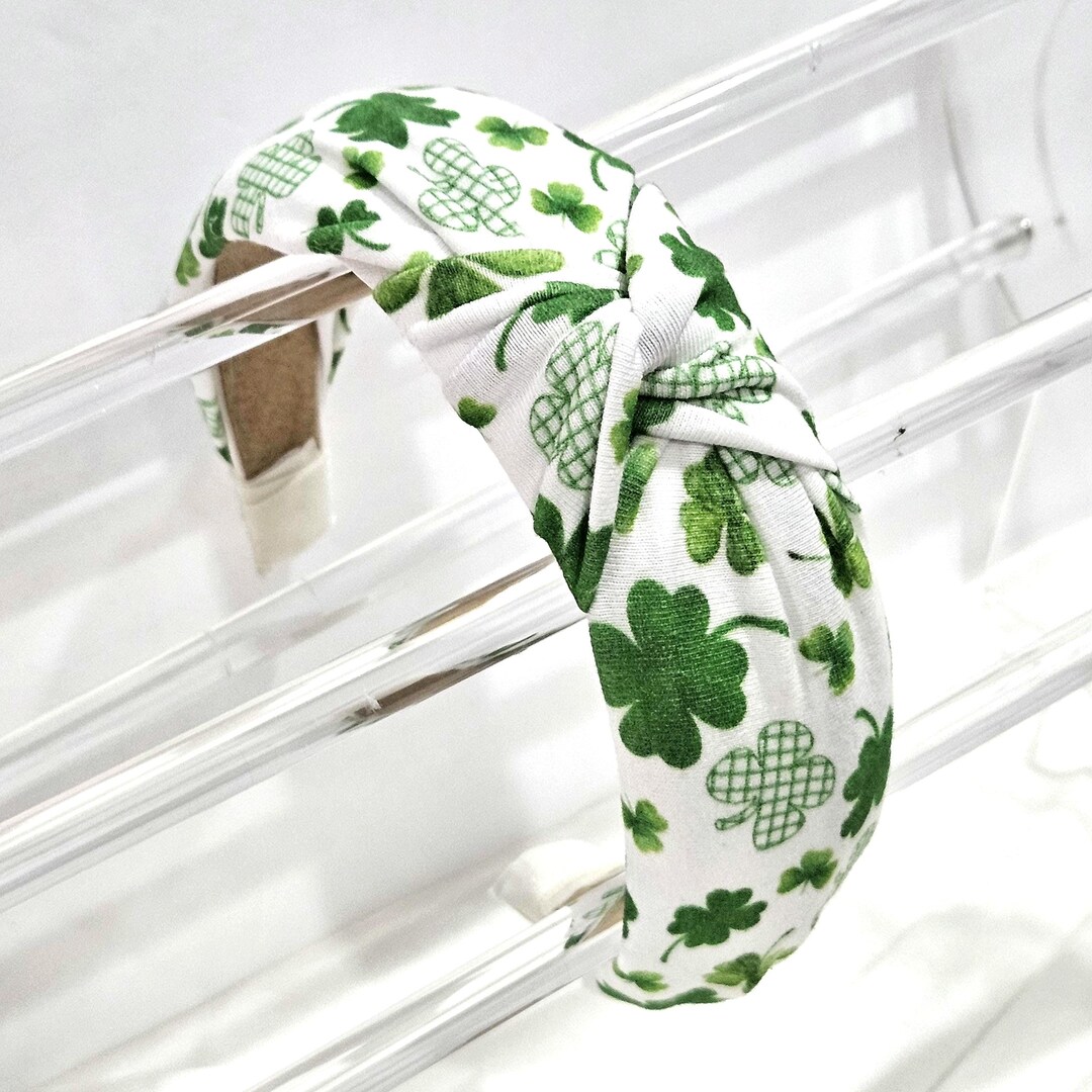 St. Patrick's Day Knot Headband, Fabric Clover Knot Hair Band, Shamrock ...
