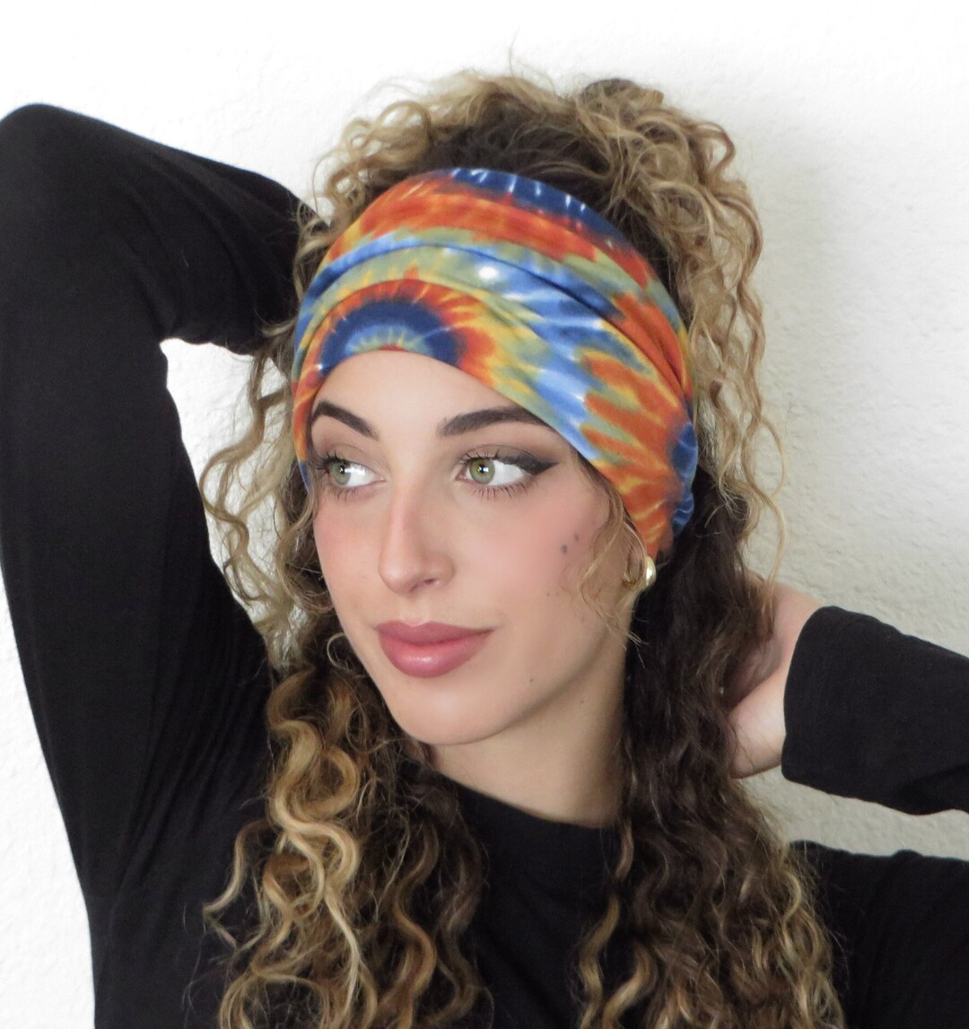 Tie Dye Scrunch Headband, Hippie Headband, Boho Yoga Headband, Bandana ...