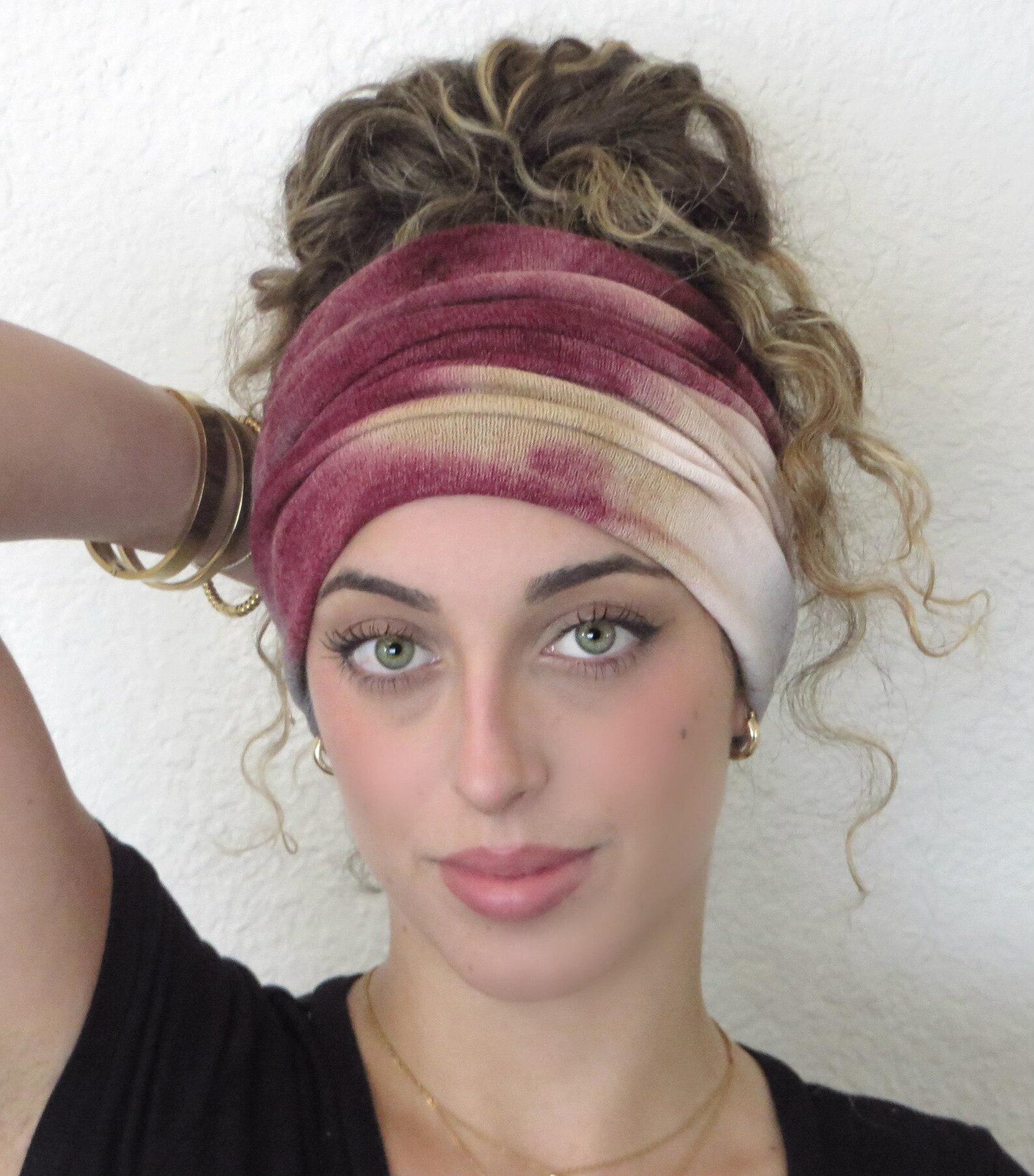 Tie Dye Wide Winter Headband, Boho Scrunchy Headband, Hippie Tube ...