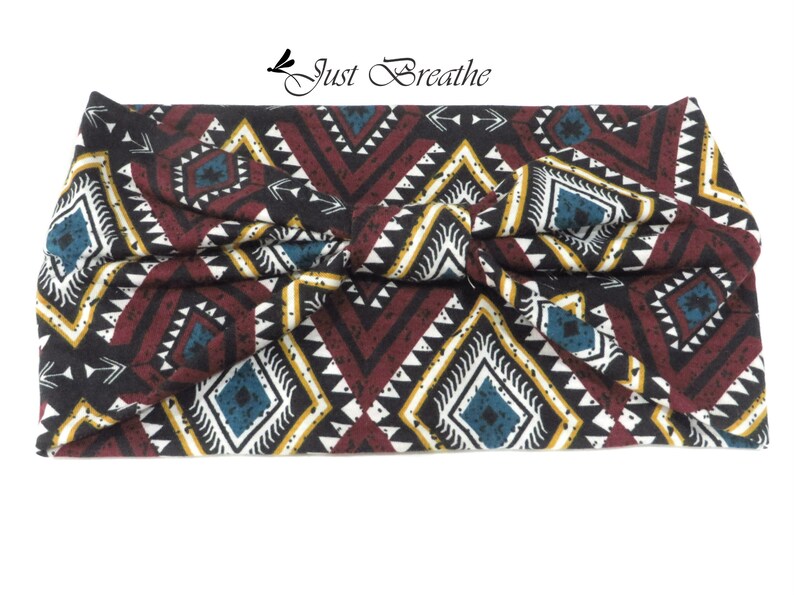 Aztec Headband, Knot Wide Headband, Wide Boho Headband, Yoga Headband ...
