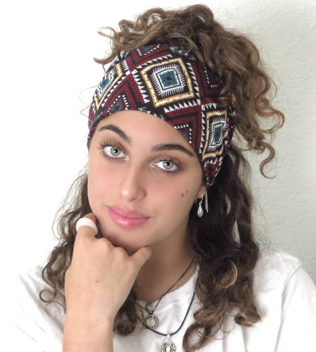 Aztec Headband, Knot Wide Headband, Wide Boho Headband, Yoga Headband ...