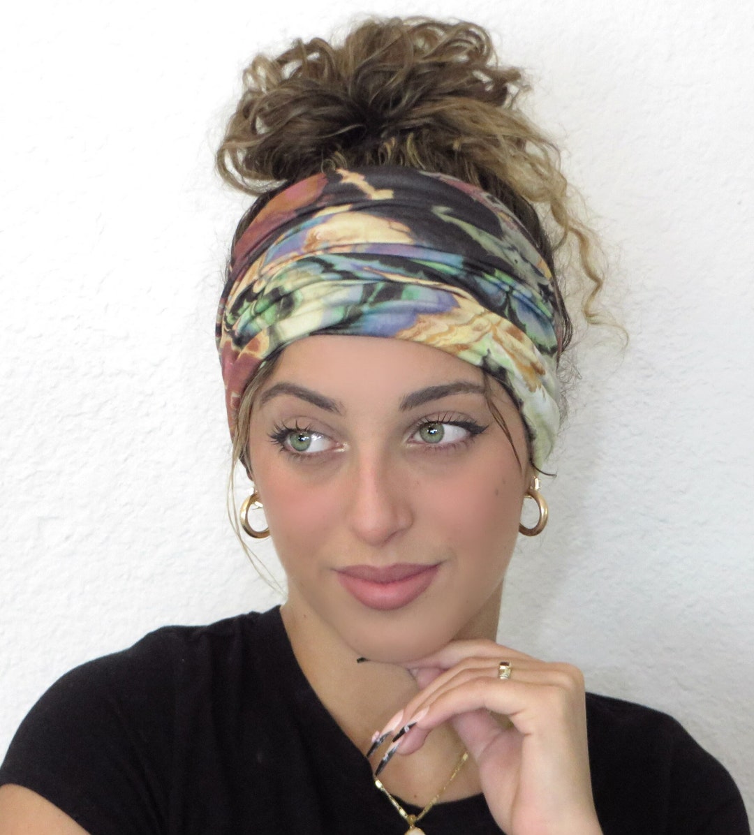 Boho Scrunchy Headband Hippie Wide Headband Yoga Headband - Etsy