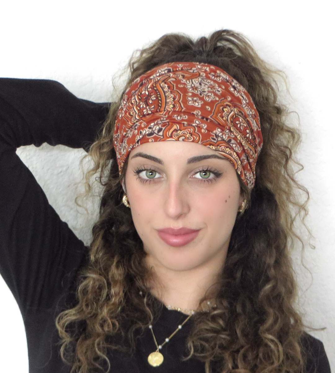 Boho Scrunchy Headband Hippie Wide Headband Yoga Headband Paisley