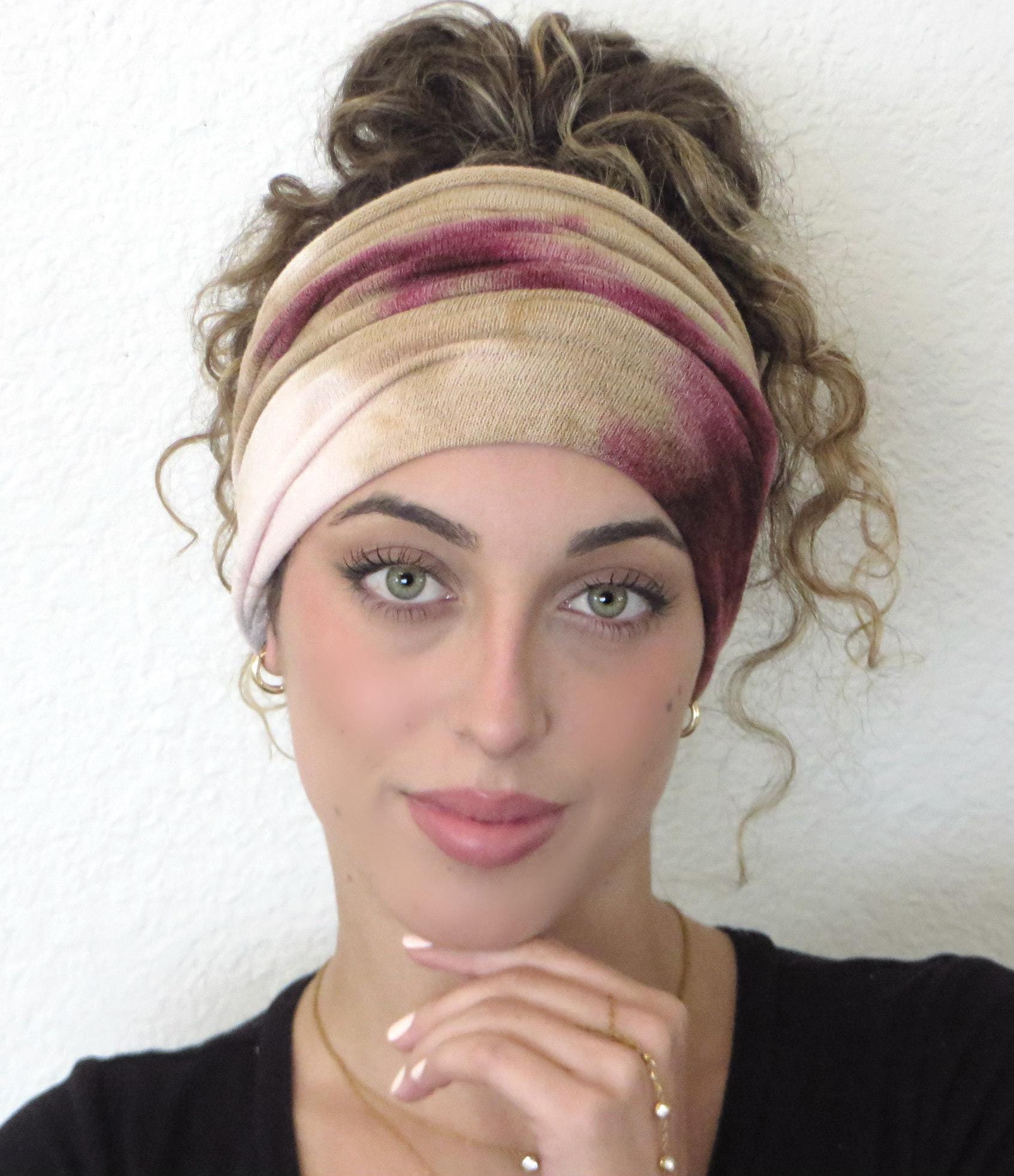 Tie Dye Wide Winter Headband, Boho Scrunchy Headband, Hippie Tube ...