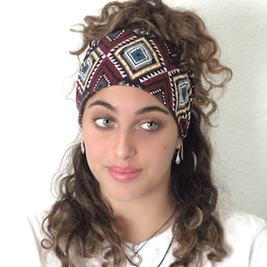 Aztec Headband, Knot Wide Headband, Wide Boho Headband, Yoga Headband ...