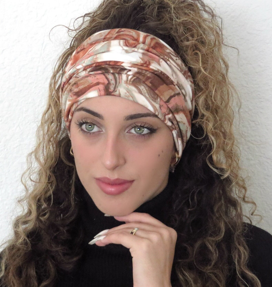 Boho Scrunchy Headband Hippie Wide Headband Yoga Headband Abstract