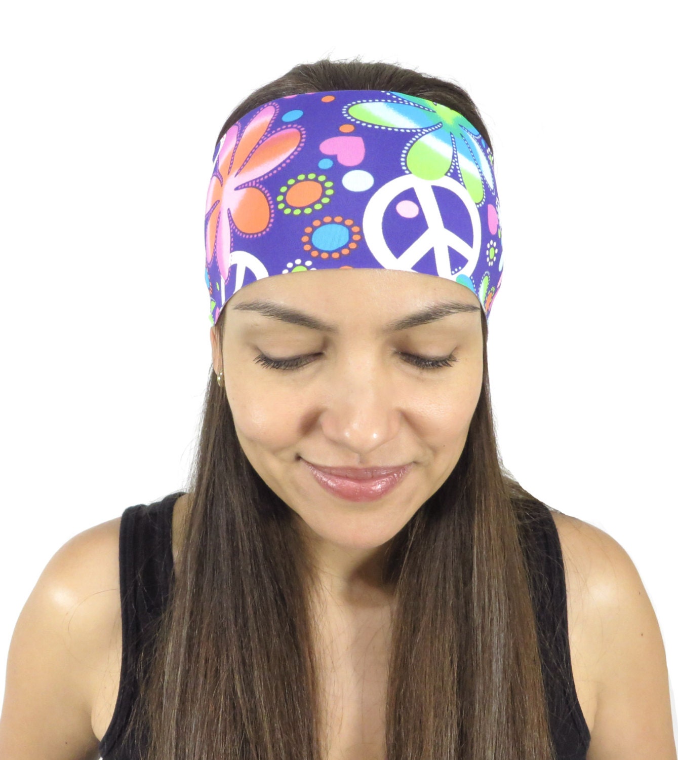 Yoga Headband Workout Headband Hippie Headbabd Peace Print - Etsy