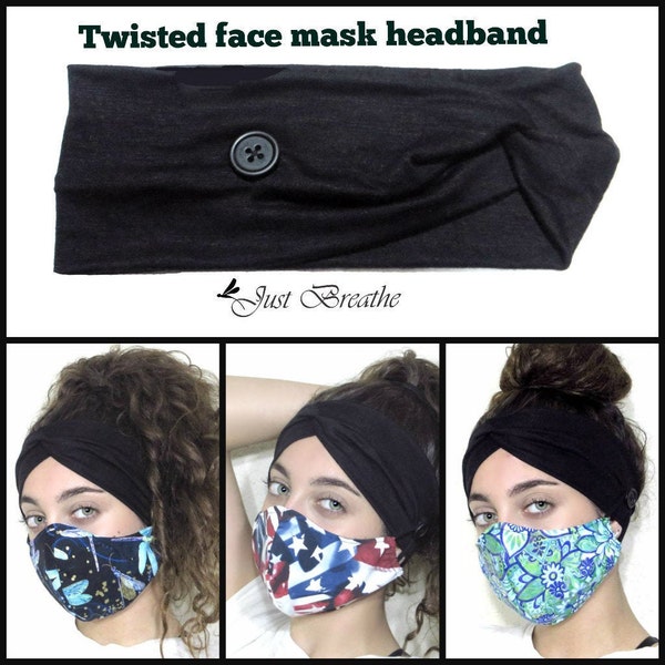 Headband With Buttons For Mask Etsy