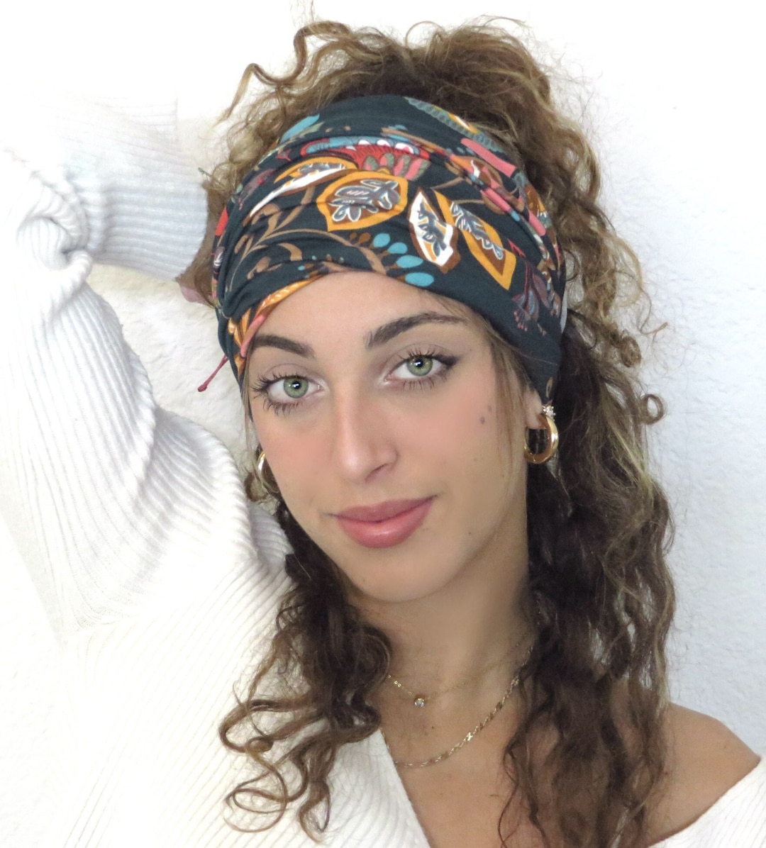 Boho Scrunchy Headband, Hippie Wide Headband, Yoga Headband, Bandana ...