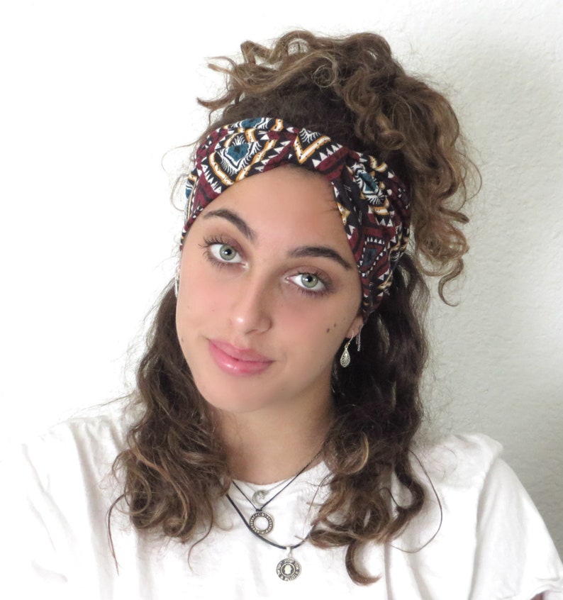 Aztec Headband, Knot Wide Headband, Wide Boho Headband, Yoga Headband ...