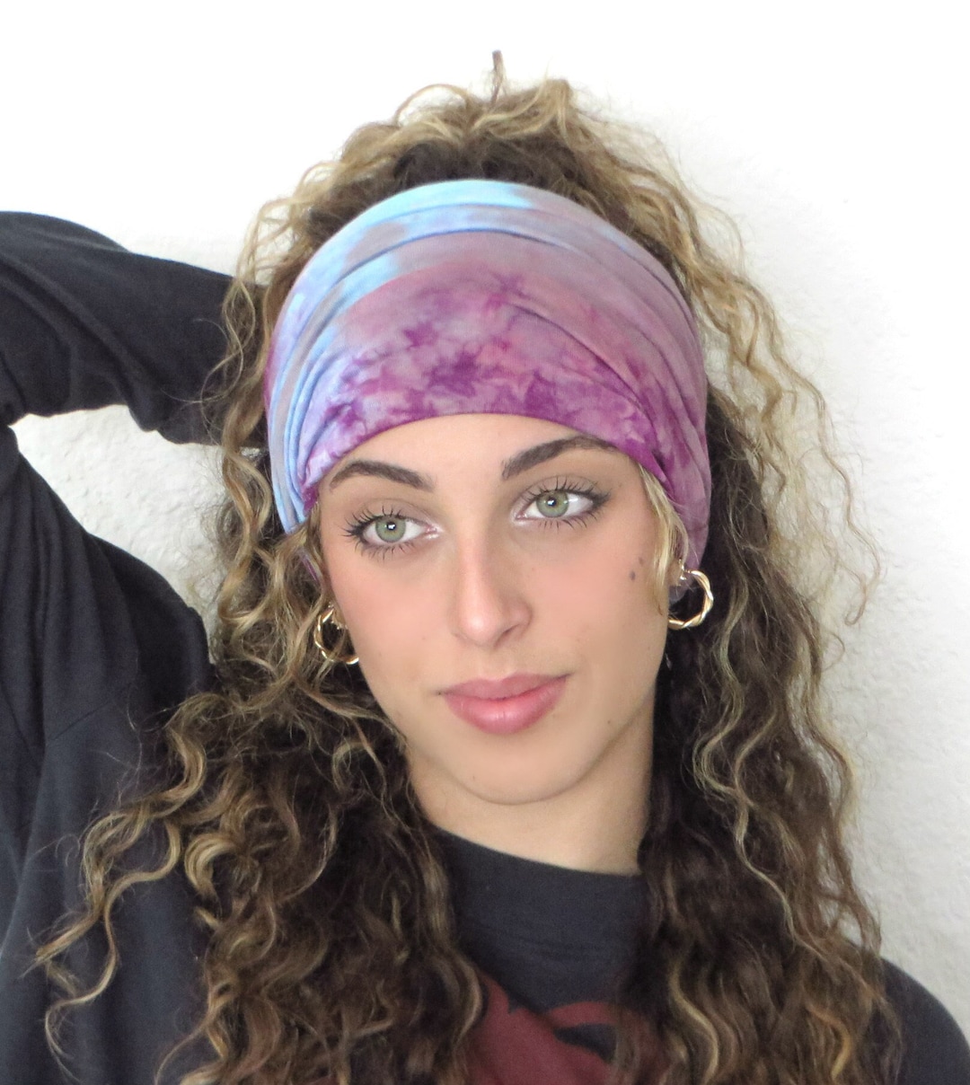 Tie Dye Extra Wide Scrunch Headbands, Boho Jersey Headband, Scrunch ...