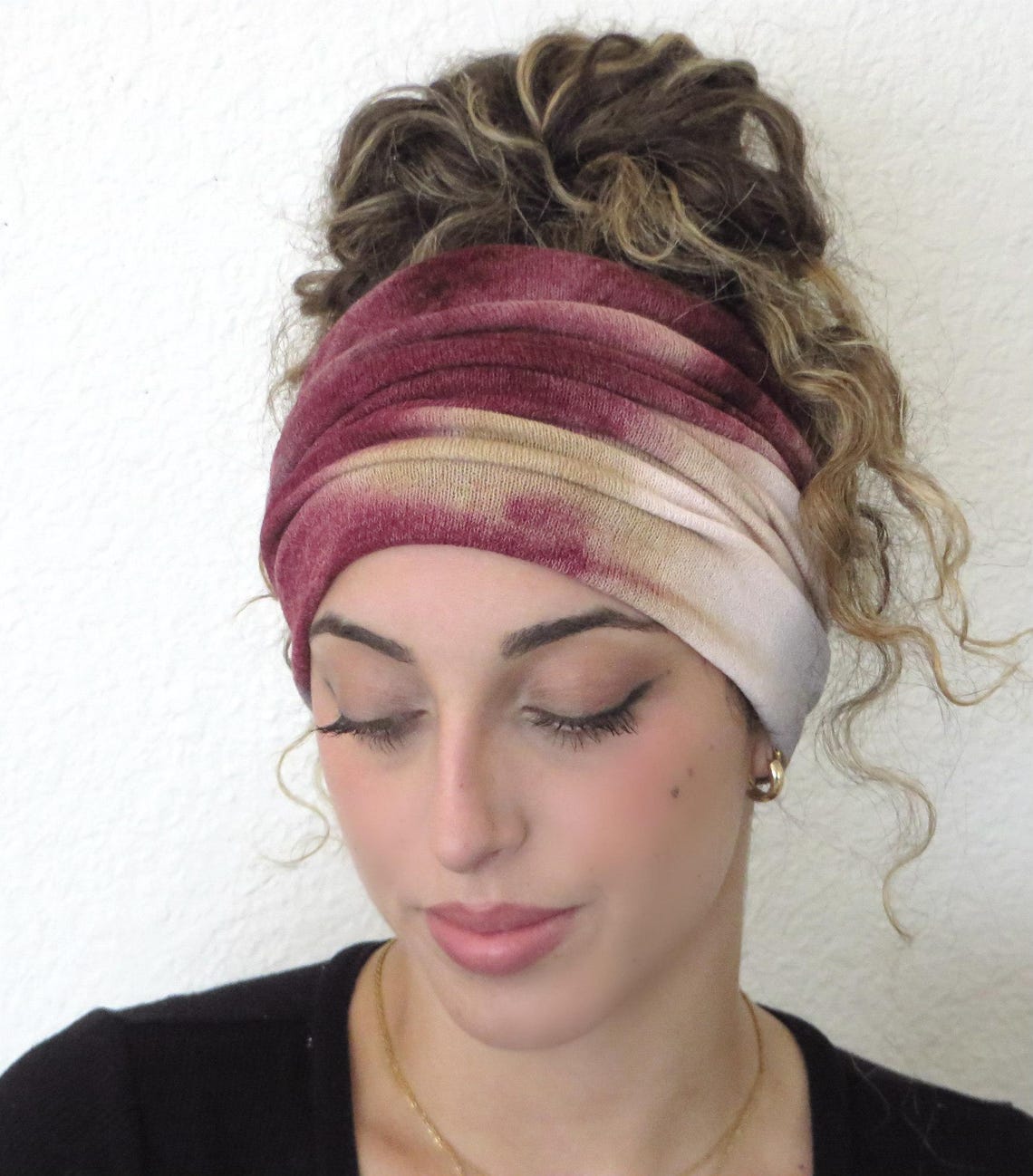Tie Dye Wide Winter Headband, Boho Scrunchy Headband, Hippie Tube ...