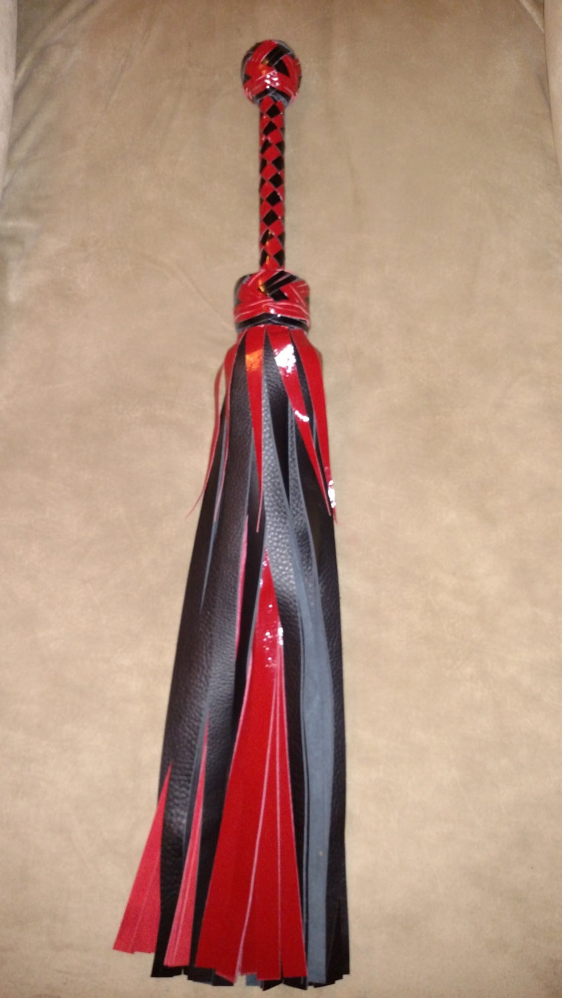 Handled Flogger With Black and Red Patent Leather - Etsy