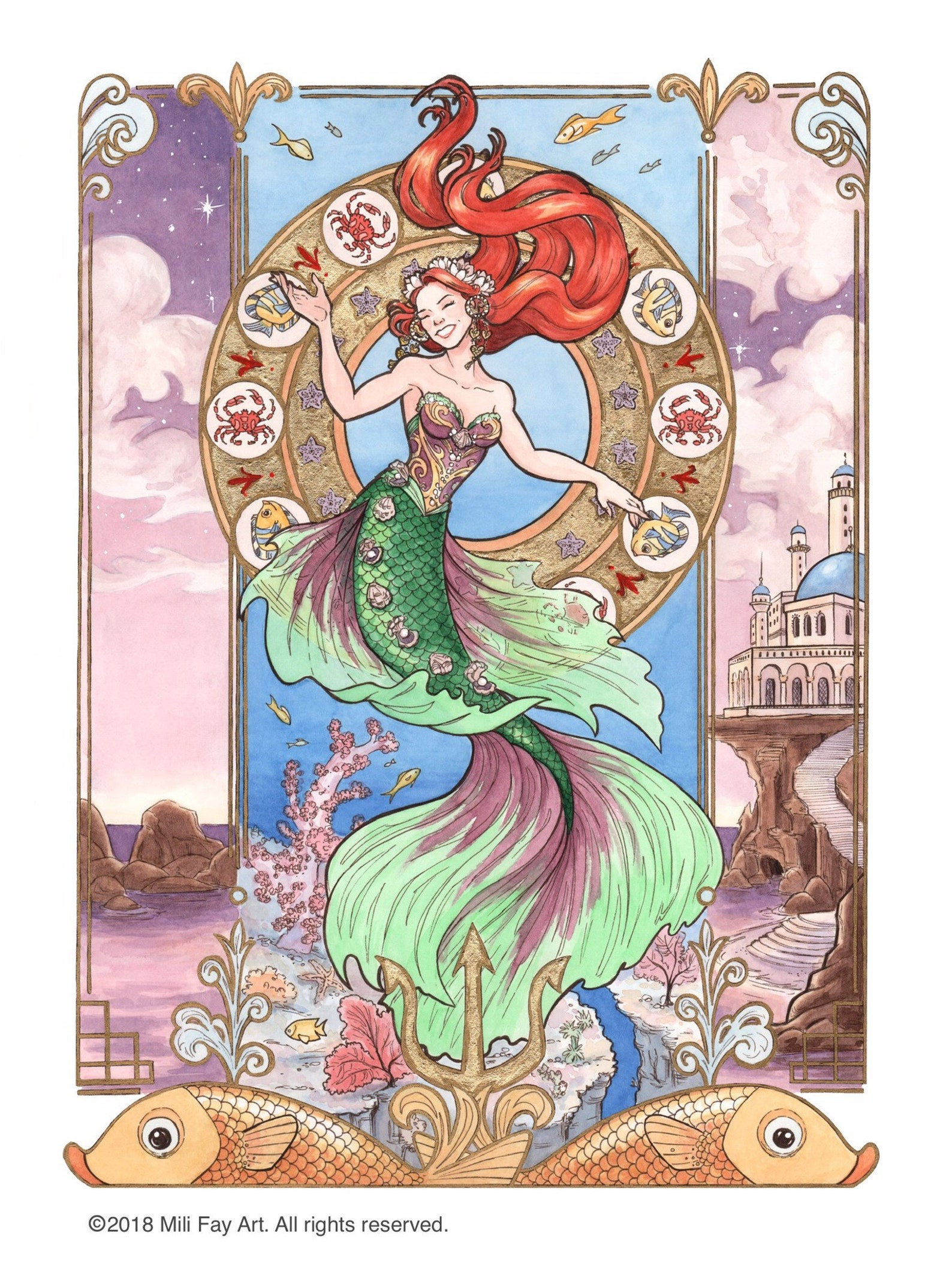 Ariel, the Little Mermaid, Fine Art, Fantasy, Fairytale, Watercolor and ...