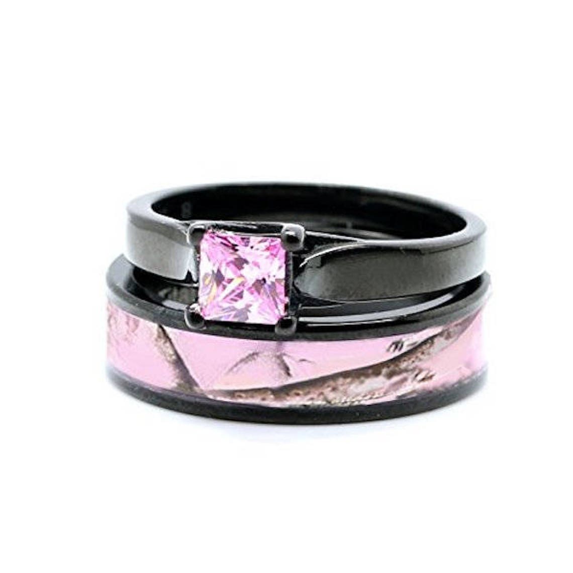 2 Piece Womens Camo Wedding Rings Pink Camo Ring Set Blue Camo - Etsy