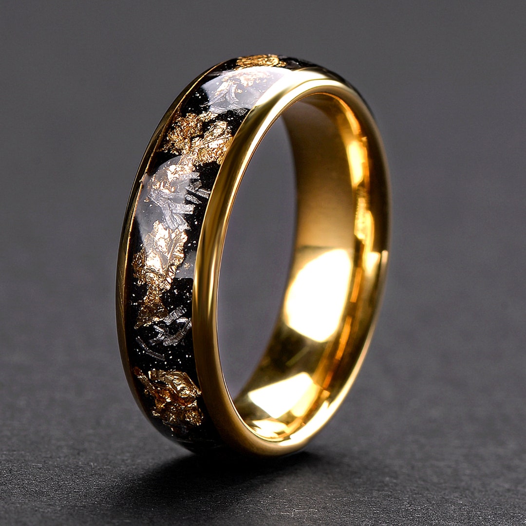 Gold Plated Tungsten Ring for Unisex | Tungsten Wedding Band for Men ...