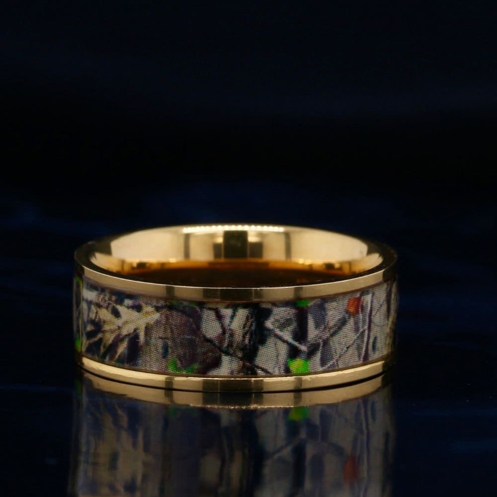 Gold Camo Ring Unisex Camouflage Wedding Band Titanium Ring - Etsy