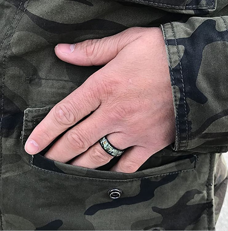 Titanium Black Camo Ring Unisex Hunting Camouflage Wedding Band - FREE ...