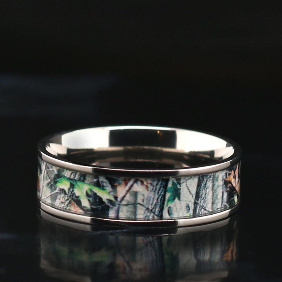 Titanium Camo Ring Unisex Hunting Band Camouflage Wedding Band - FREE ...