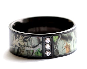 Titanium Black Camo Ring Unisex Hunting Camouflage Wedding | Etsy
