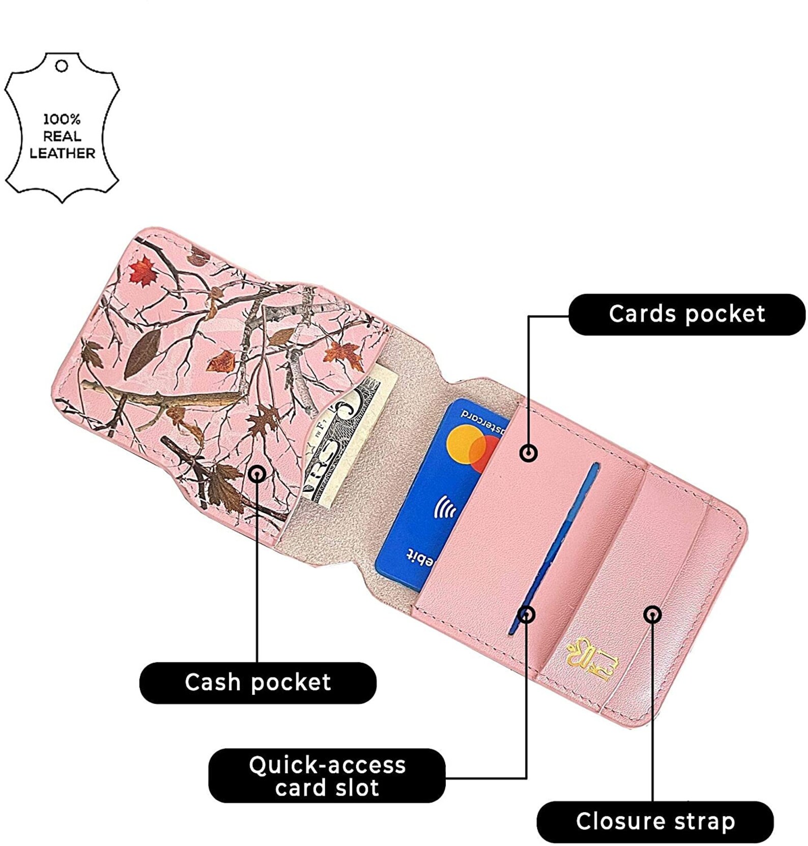 Pink Camo Wallet Leather Minimalist Wallet Unique Camouflage Design - Etsy