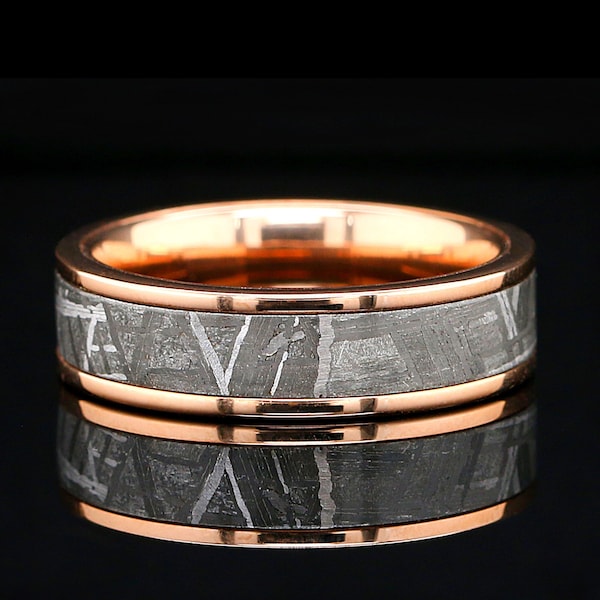 Rose Gold Meteorite Ring for Men - Etsy