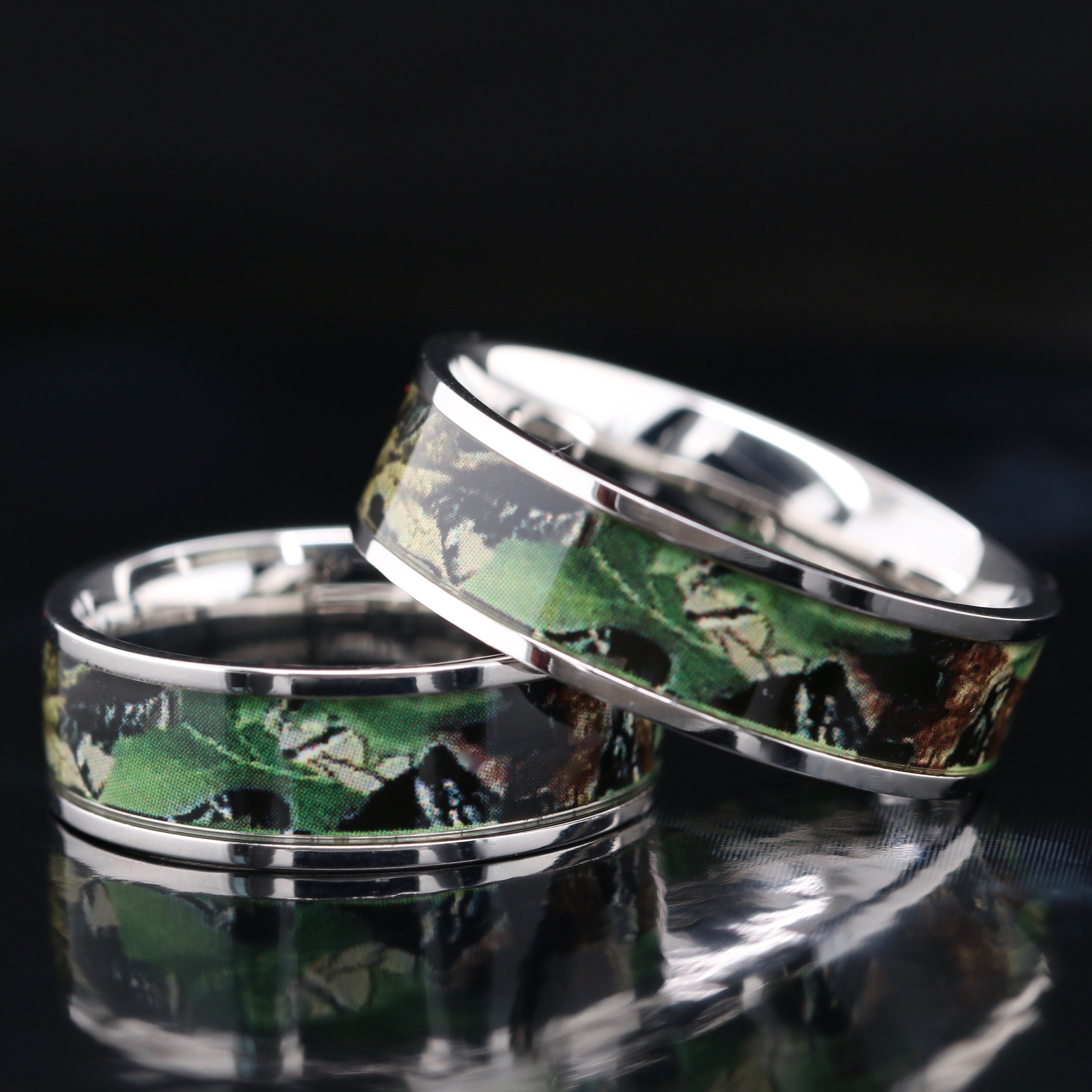 3 Pc His and Hers Green Camo Ring Set Camouflage Wedding Rings - Etsy