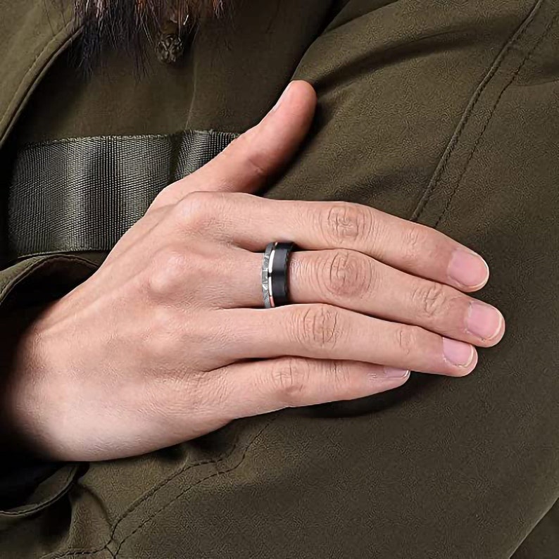 His Hers 3 Pcs Meteorite Wedding Ring Set Real Meteorite Ring - Etsy