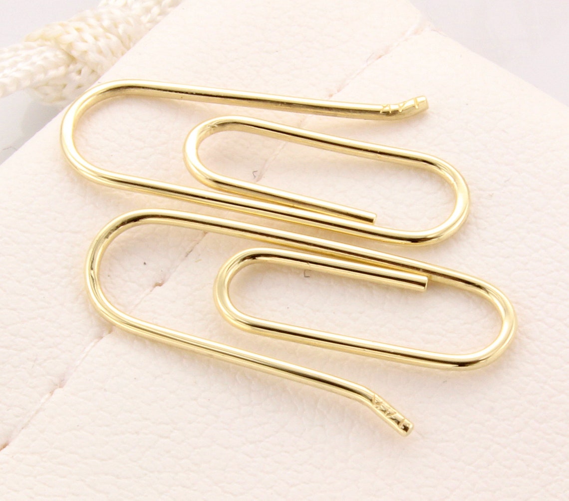 14k Yellow Gold Paperclip Earrings PAIR 3/4'' 14k - Etsy