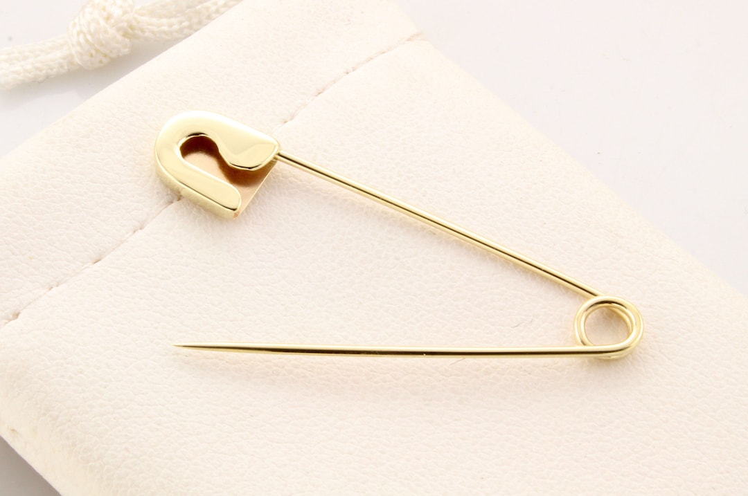 14K Yellow Gold Safety Pin - Etsy