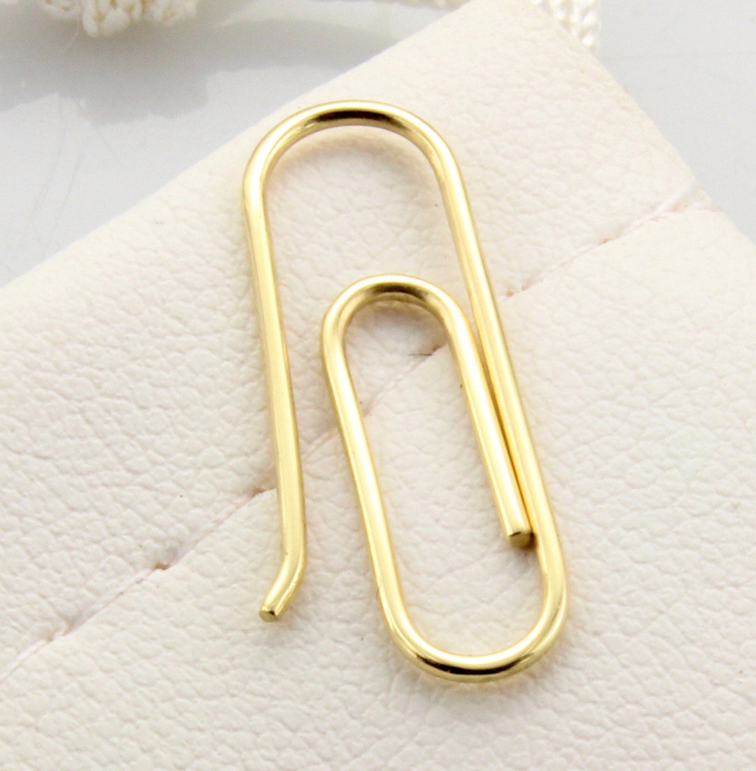14k Yellow Gold Paperclip Earrings (SINGLE) 3/4'' 14k Yellow Gold Paper ...