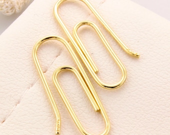14k Gold Paper Clip Earrings | Etsy