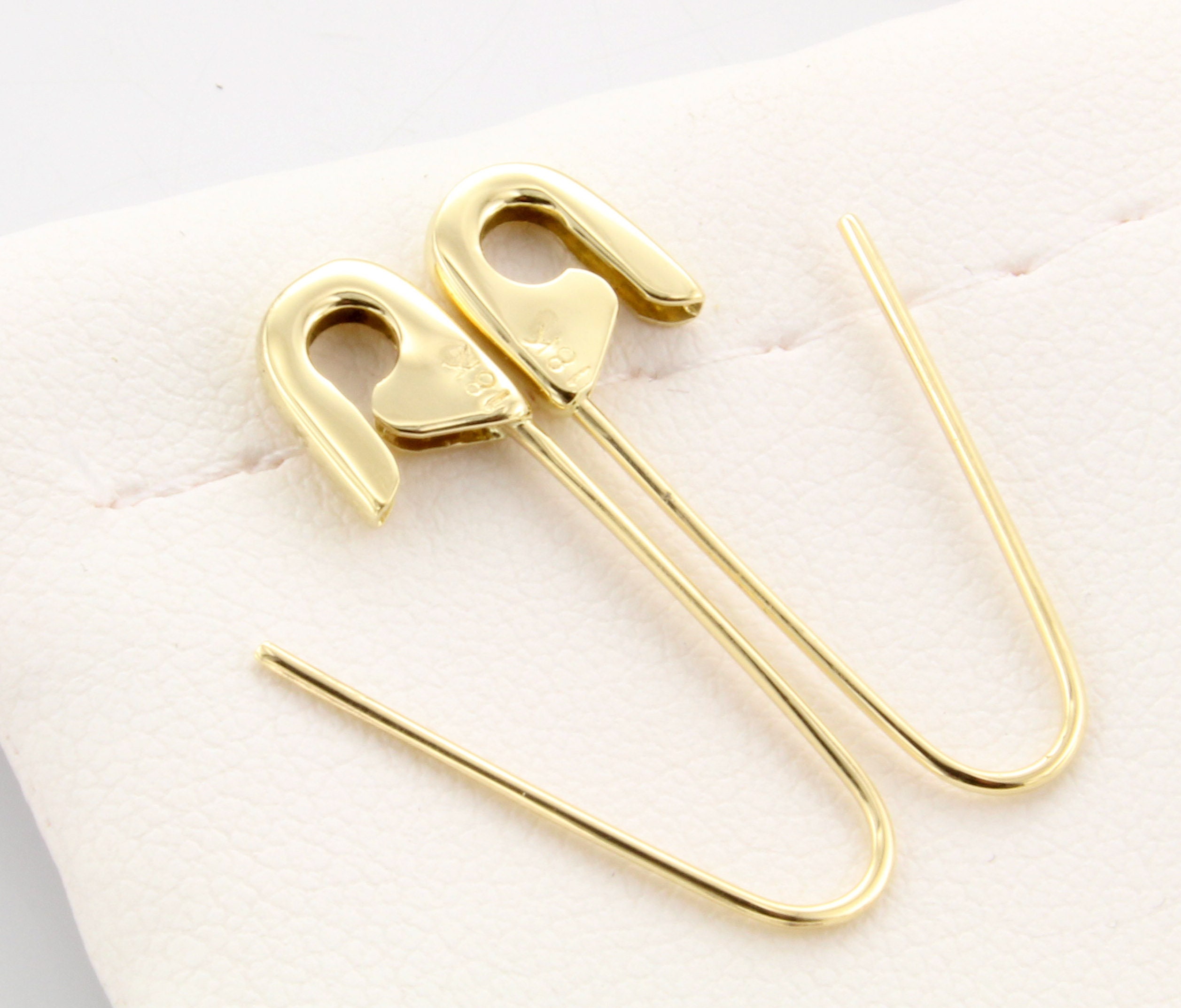 18k Yellow Gold Safety Pin Earrings (PAIR) 1''long Handmade in USA - Etsy