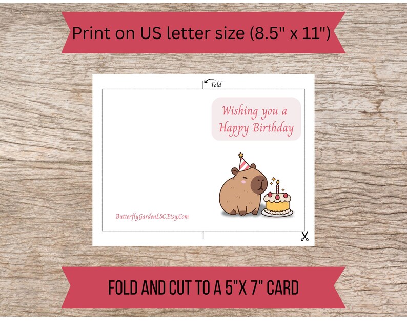 Printable Happy Birthday Capybara Card Digital Download - Etsy