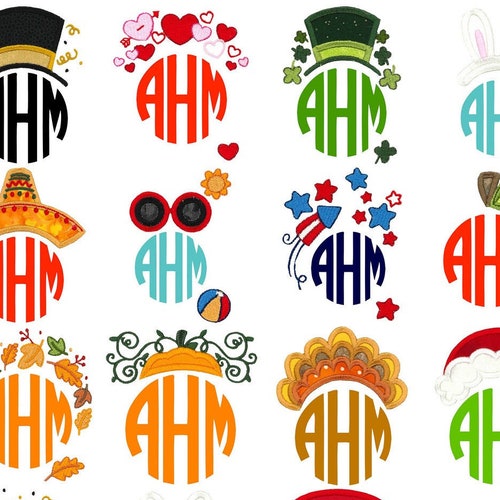 Holiday Monogram Toppers 17 Machine Embroidery Designs 4x4 | Etsy