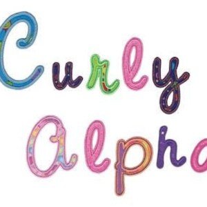 Curly Girl Alphabet Applique Machine Embroidery Designs 4x4 5x7 & 6x10 ...