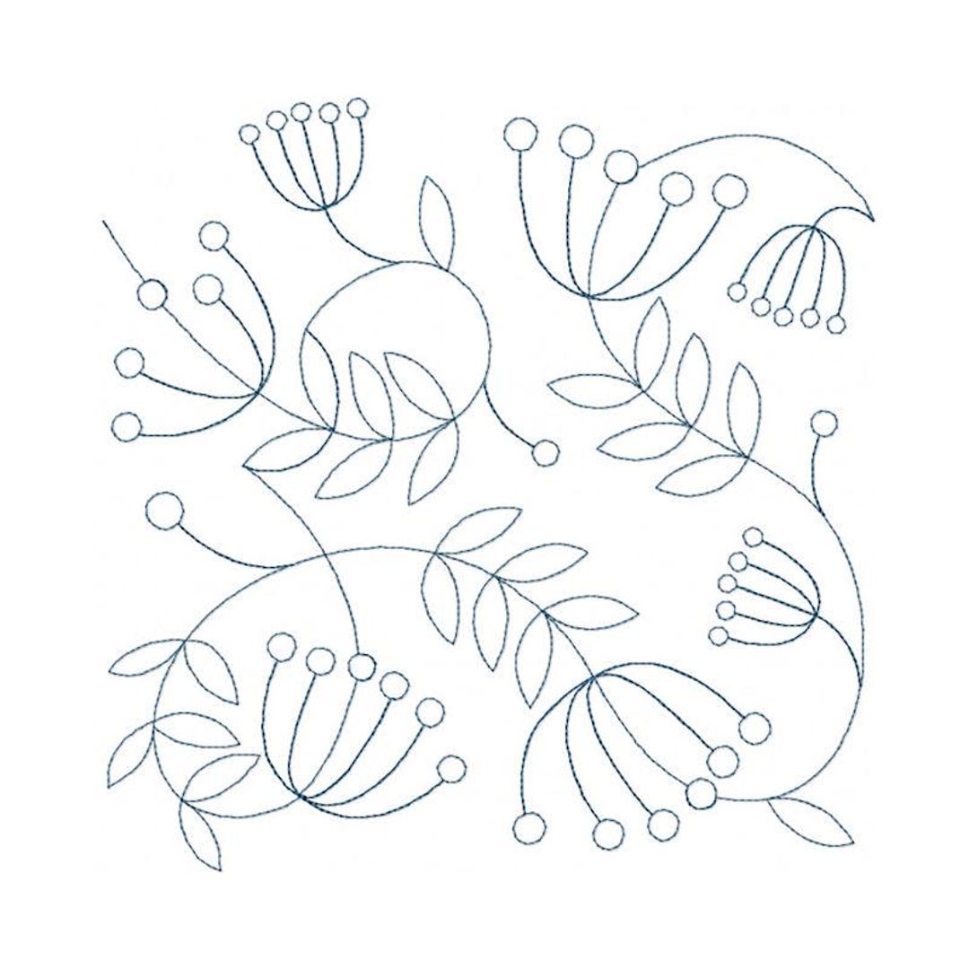 Folk Art Flowers Quilt Block - Digital Pantograph for Long Arm Quilting ...