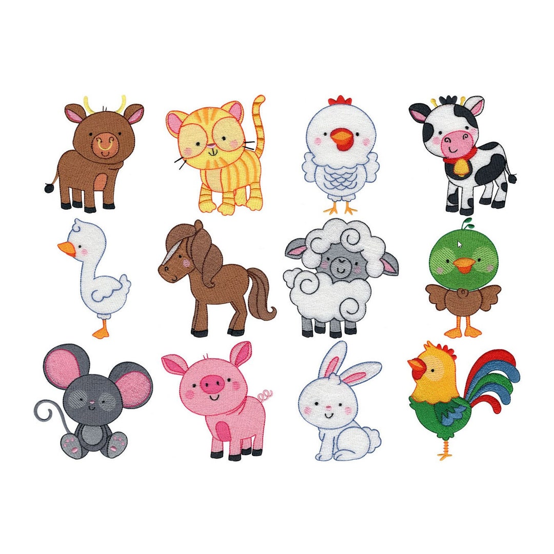 Farm Animals Too - 12 Machine Embroidery Designs - 3, 4 & 5 Inch Sizes ...