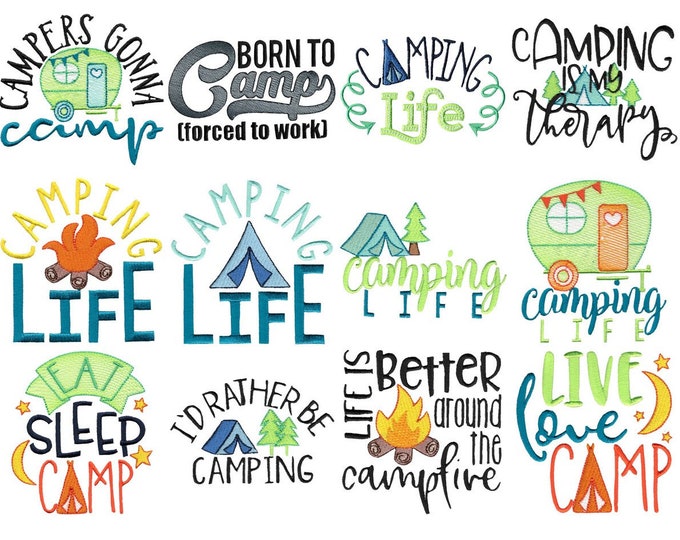 Camping Life 12 Machine Embroidery Designs Multiple Sizes Included ...