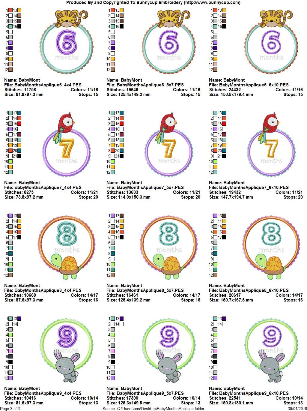 Baby Months Applique 12 Different Applique Machine - Etsy