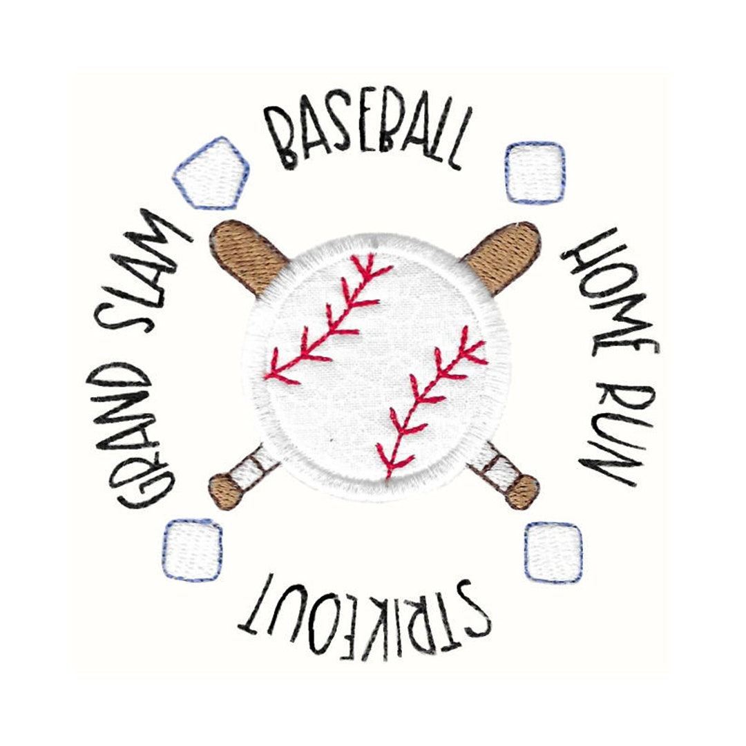 Baseball Circle Applique Embroidery Design - 4x4 5x7 6x10 8x8 Sizes ...